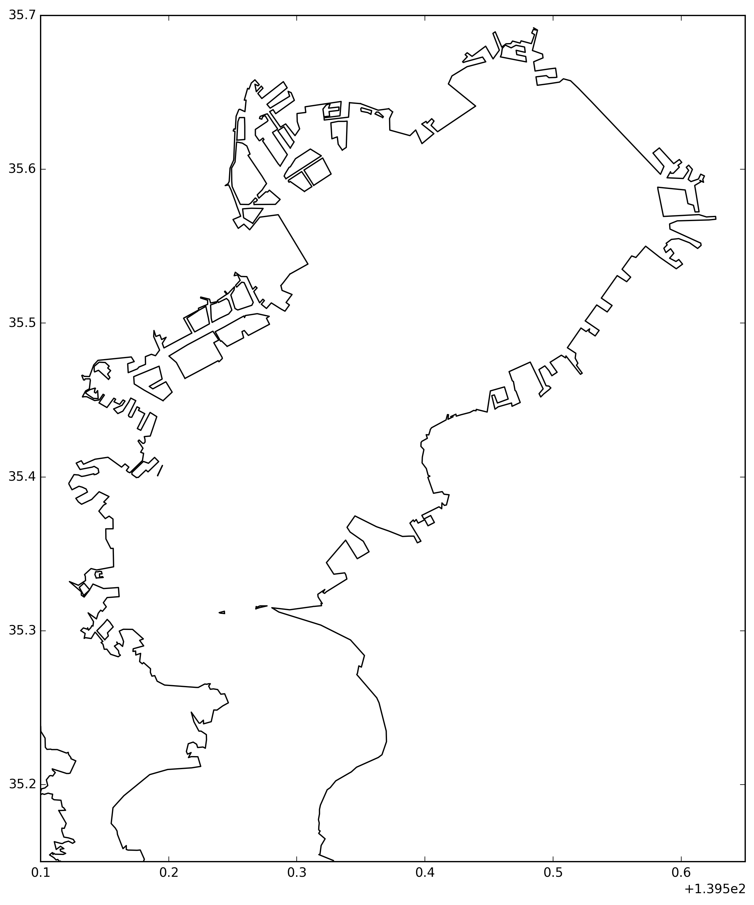 Coastline of Tokyo Bay – Estuary+Python